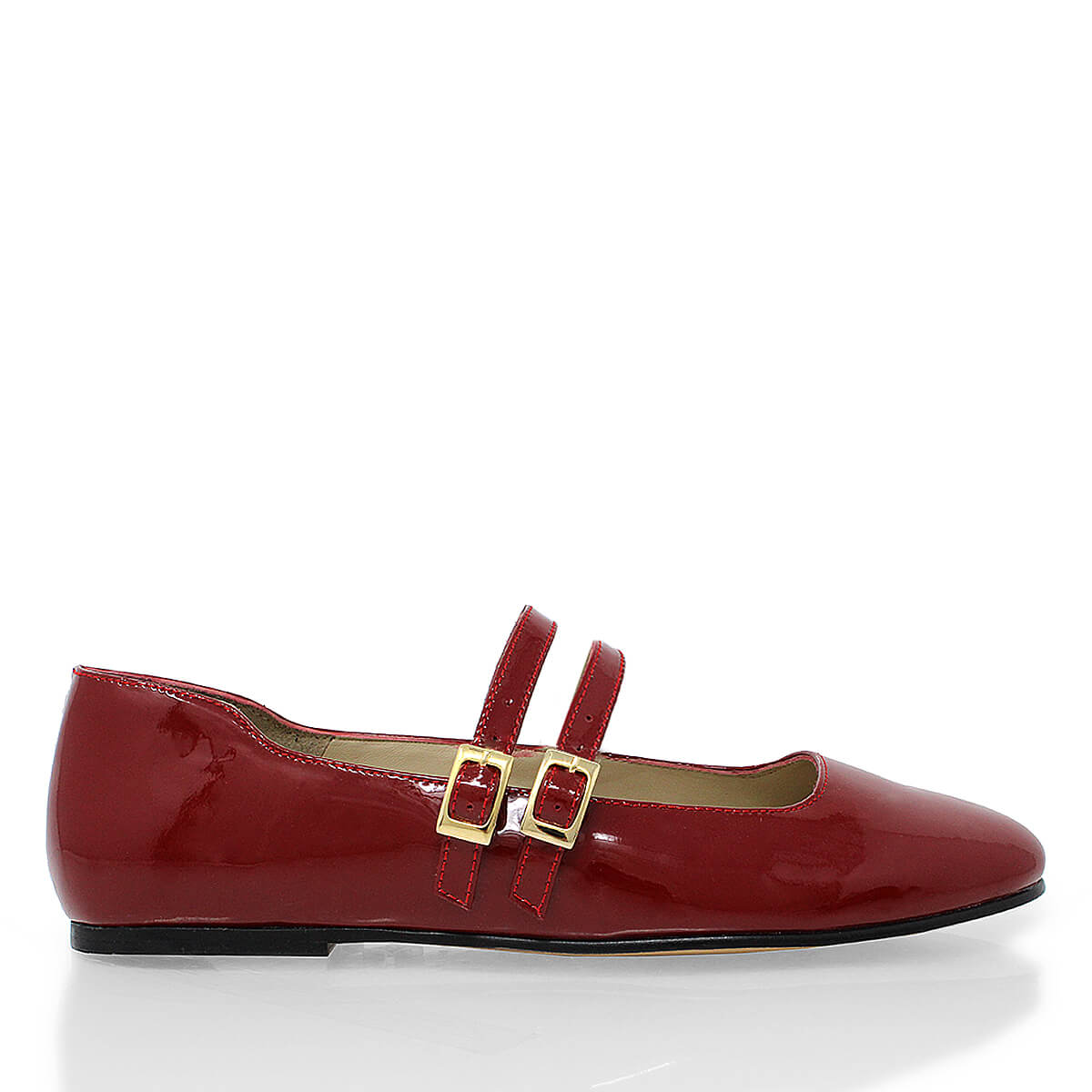 VIOLET – Flats balerina en piel color charol cherry para dama