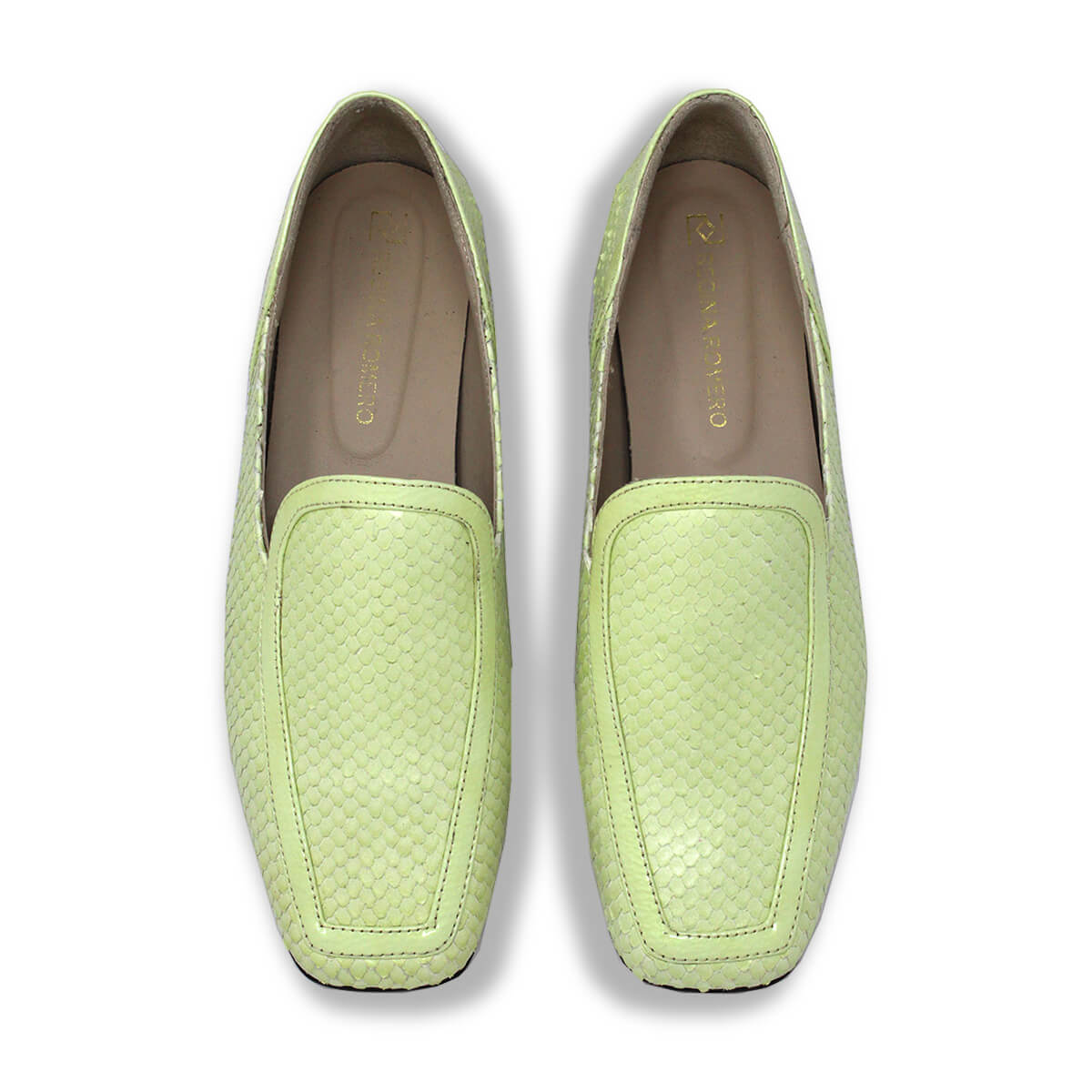 CORA - Menta Regina Romero Zapato Mocasin de Piso Para Dama en Piel